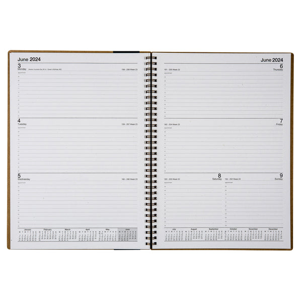 Cumberland Ecowise 2024 Diary Spiral A5 WTV Boardcover Recycled Kraft ...